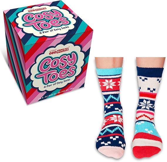 United Oddsocks Cosy Toes Socks One Pair - Snow for Ladies UK 4-8 – Fun ...